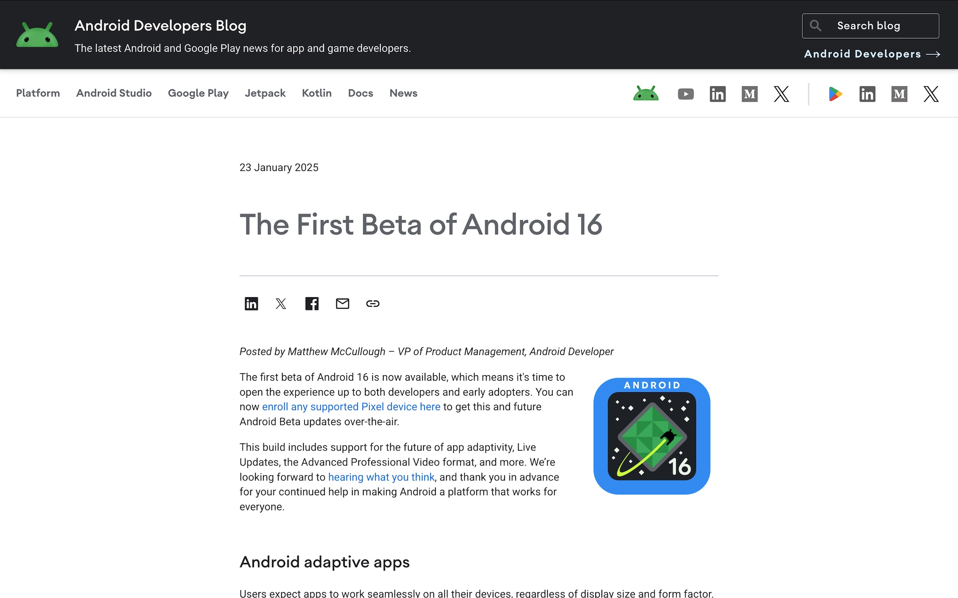 Google、スマホなど向け次期OS「Android 16」のベータ版を公開！Pixel 6以降やPixel Tabletでソフトウェア更新が ...