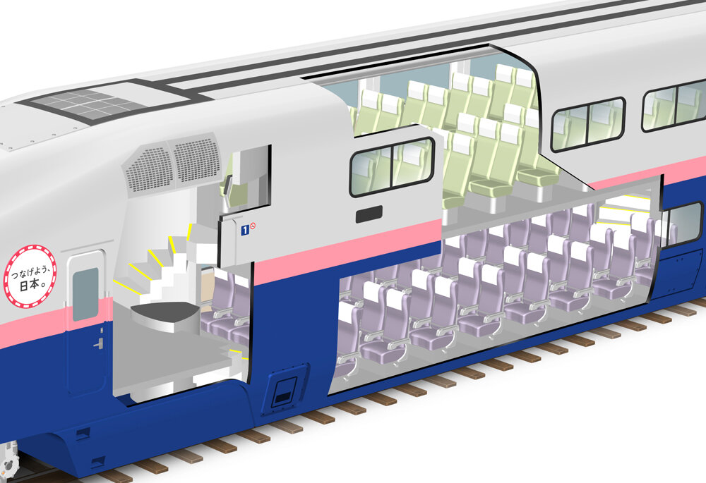 JR東日本 新幹線E1系 Max 二階立て新幹線 : のりものの透視図イラスト