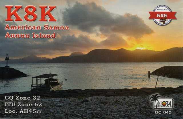 JO2QLV@blog : K8K（アメリカンサモア）QSL届く（2024年8月28日）