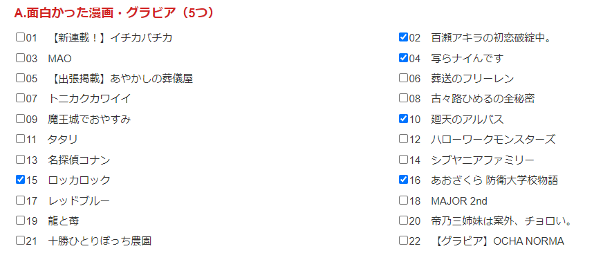 8/30 スピリッツ／サンデーアンケート184 : Studio Trefle