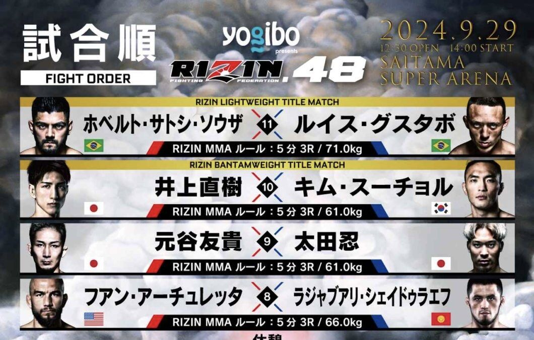 MMA The Orange : 【RIZIN】RIZIN.48試合順発表！休憩後の1試合も無料配信！