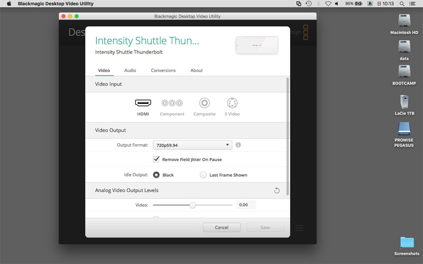 BlackMagicDesign社のIntensity Shuttle for Thunderbolt（Mac）のHDMI出力についての解説 ...