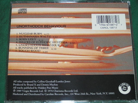 ☆80年代洋楽を中心に私の中の1枚☆2139☆BRAND X/UNORTHODOX BEHAVIOUR : 80's洋楽を中心に私の中の1枚