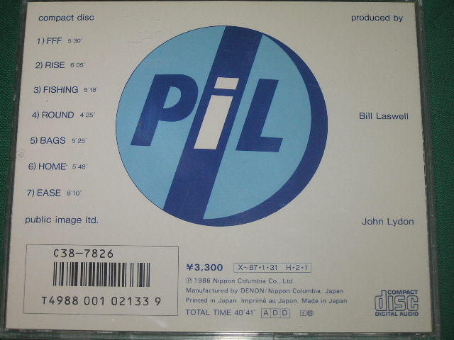☆80年代洋楽を中心に私の中の1枚☆1552☆PIL/COMPACT DISC : 80's洋楽を中心に私の中の1枚