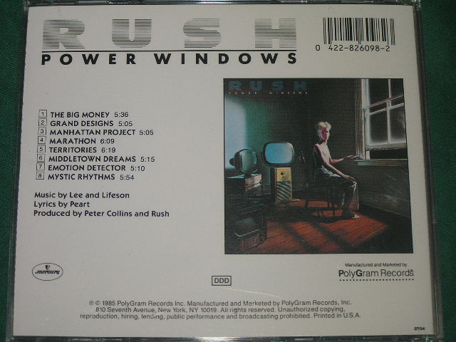☆80年代洋楽を中心に私の中の1枚☆1811☆RUSH/POWER WINDOWS : 80's洋楽を中心に私の中の1枚