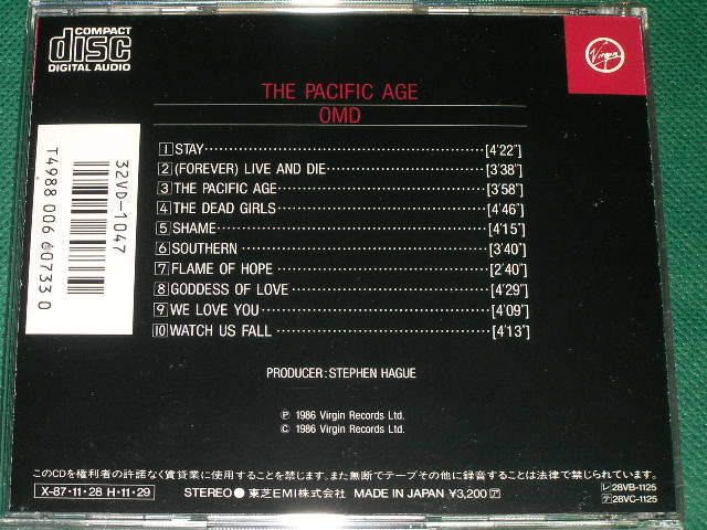 ☆80年代洋楽を中心に私の中の1枚☆769☆OMD/THE PACIFIC AGE : 80's洋楽を中心に私の中の1枚