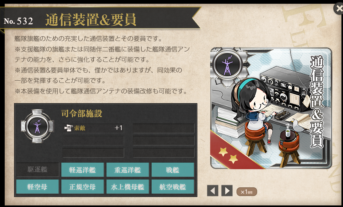 艦これ速報 艦隊これくしょんまとめ : 【艦これ】アプデ新装備「艦隊通信アンテナ」「通信装置＆要員」スペックまとめ