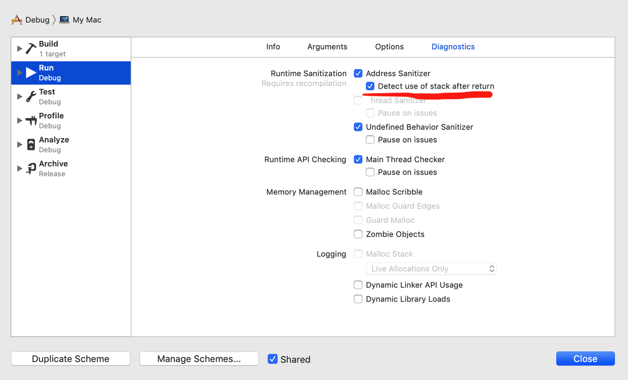 でらうま倶楽部 : 頼れるXcodeの機能「Address Sanitizer」