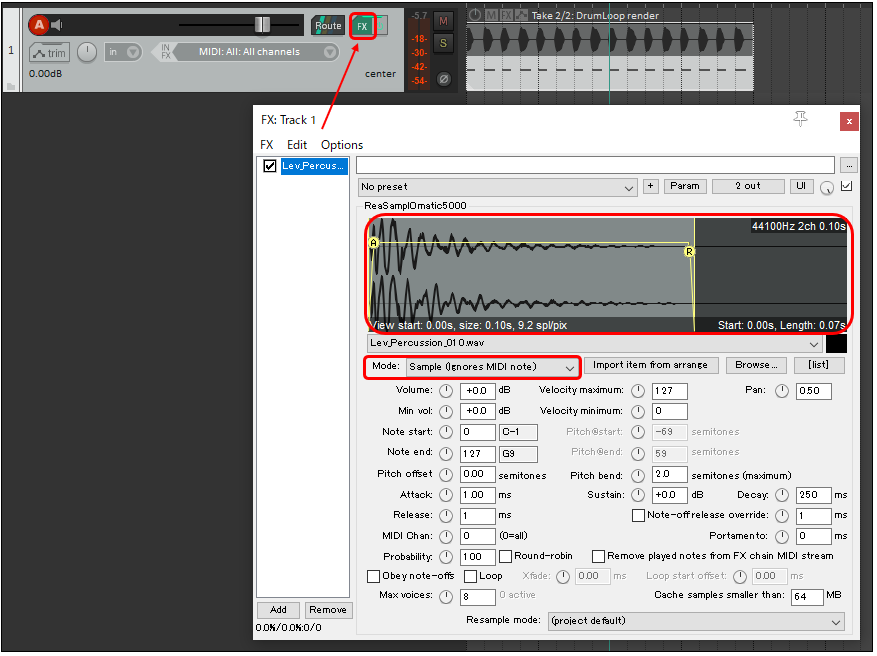 REAPERで音声をMIDIに変換 (1) ドラムループサンプルのMIDI化 : ペロリーパー | PeloREAPER