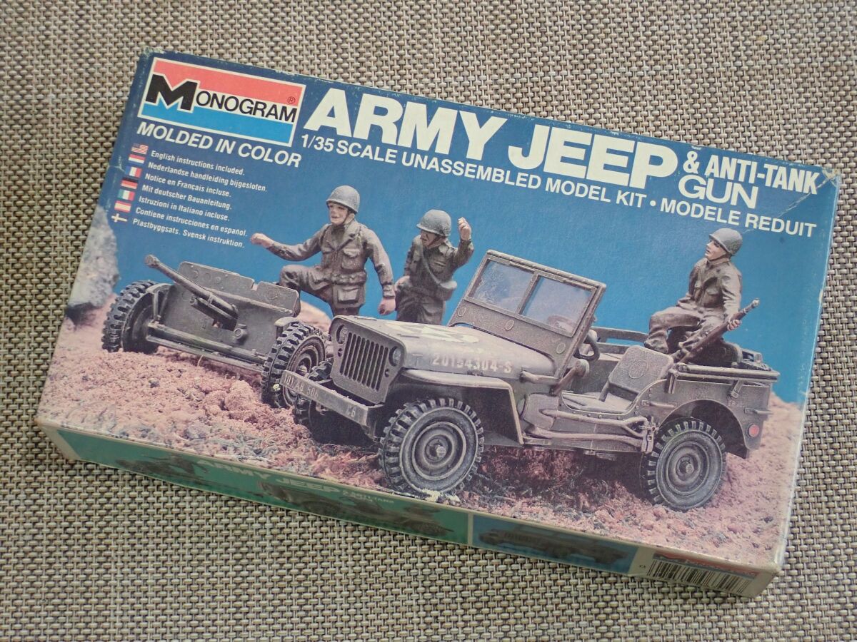 T.M.のプラモMUSEUM : 1958年発売のMONOGRAMのJEEPとM3 37mm対戦車砲