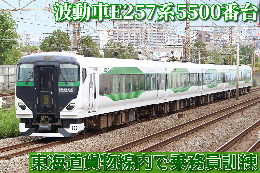 【緑色ストライプ風】E257系5500番台宮オオOM-52編成 乗務員訓練(試運転)を撮る！ : 湘南色の部屋（Shonan-color train）