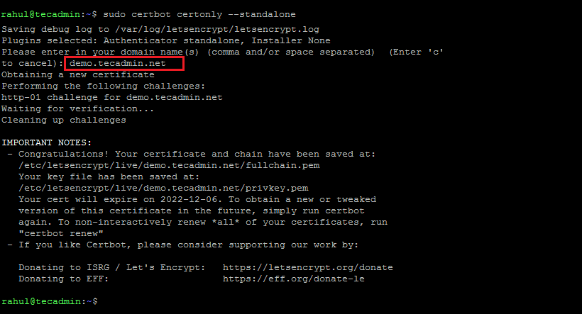 Certbot を使用して Let's Encrypt SSL を生成する方法 – TecAdmin : tonyteocgcpのblog