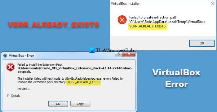 VirtualBox エラー VERR_ALREADY_EXISTS を修正 : tonyteocgcpのblog