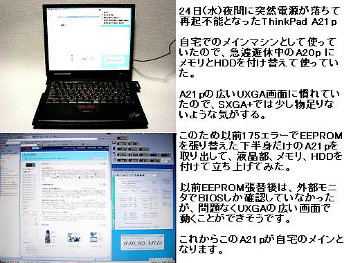 自宅メイン機ThinkPad A21p 復活 : 言いたい放題！(T’s works)