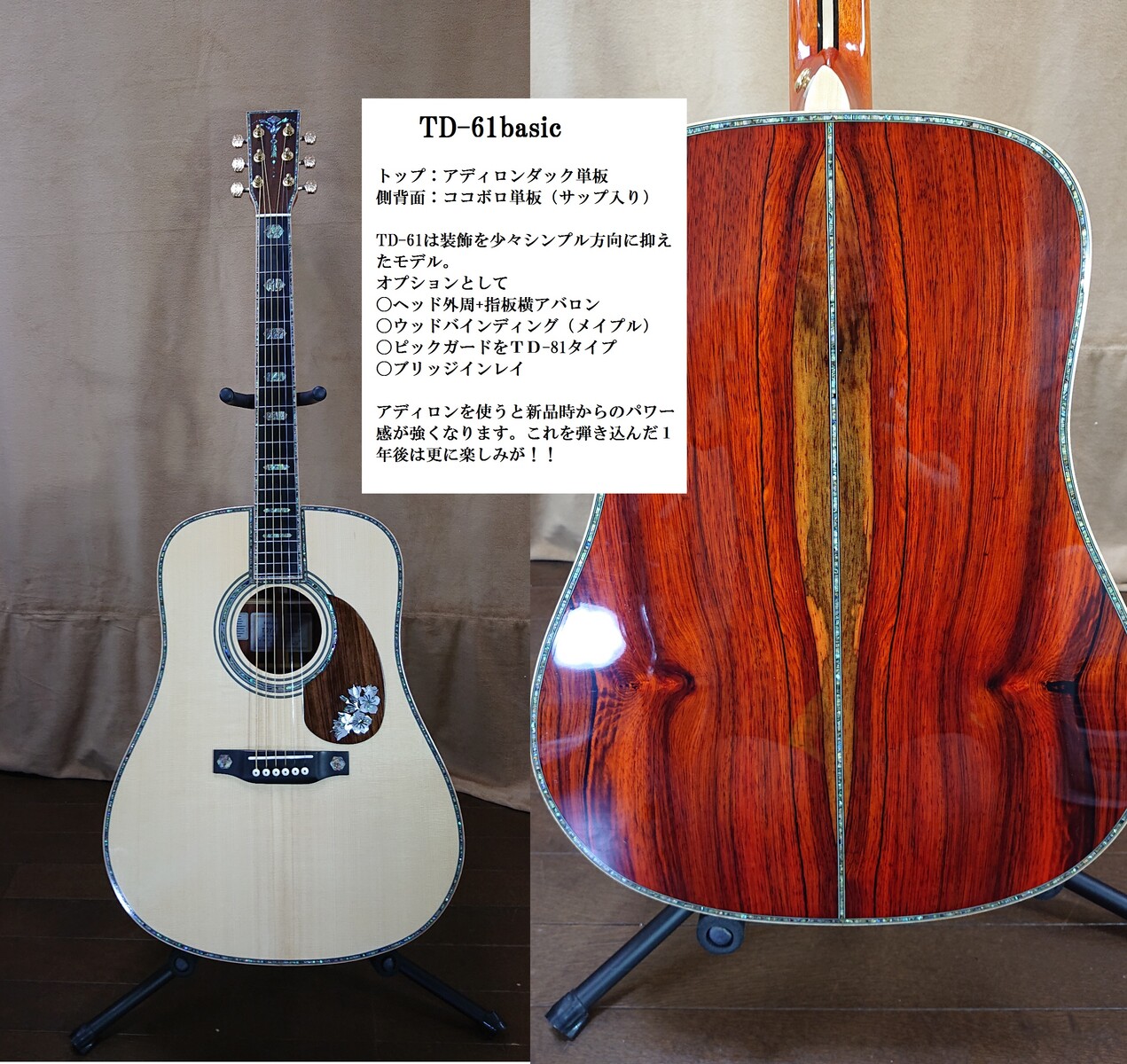 TD-61アデ+ココ : TOYAギター （夢を形に、趣味のオーダーメイドギター）