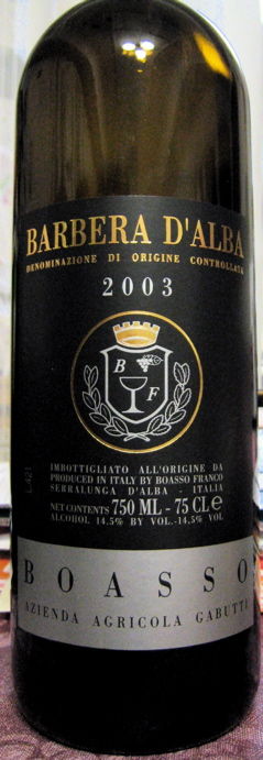 Barbera D'Alba 2003 Boasso Franco : 徒然わいん