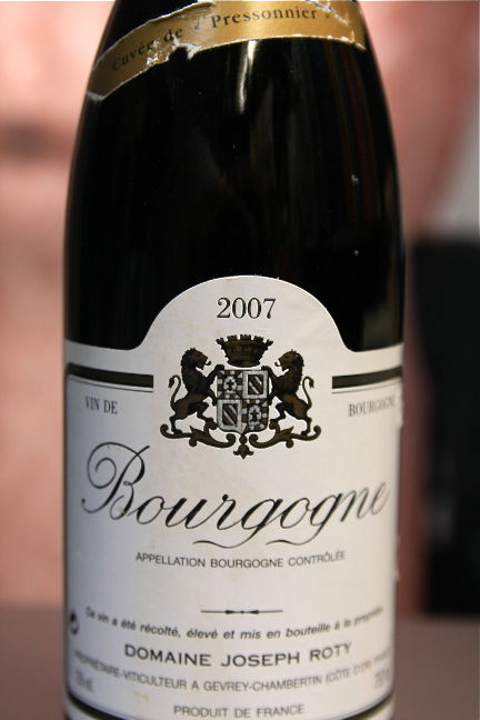 Bourgogne "Cuvee de Pressonnier" 2007 Joseph Roty : 徒然わいん