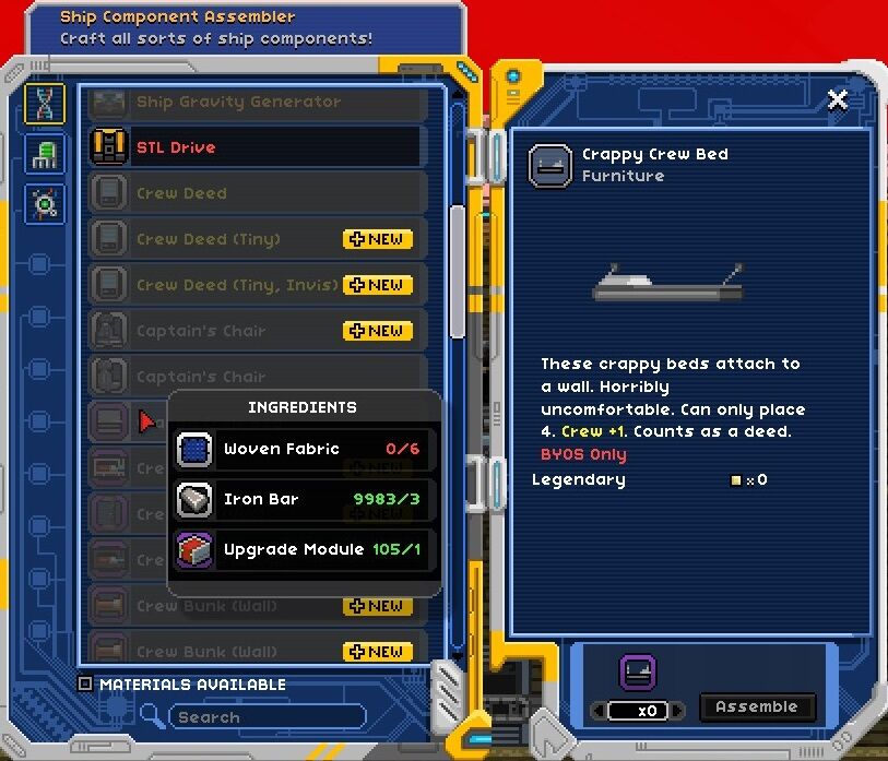 BYOS船の仕様,設備/Starbound FU (Frackin' Universe) : tukimiのblog