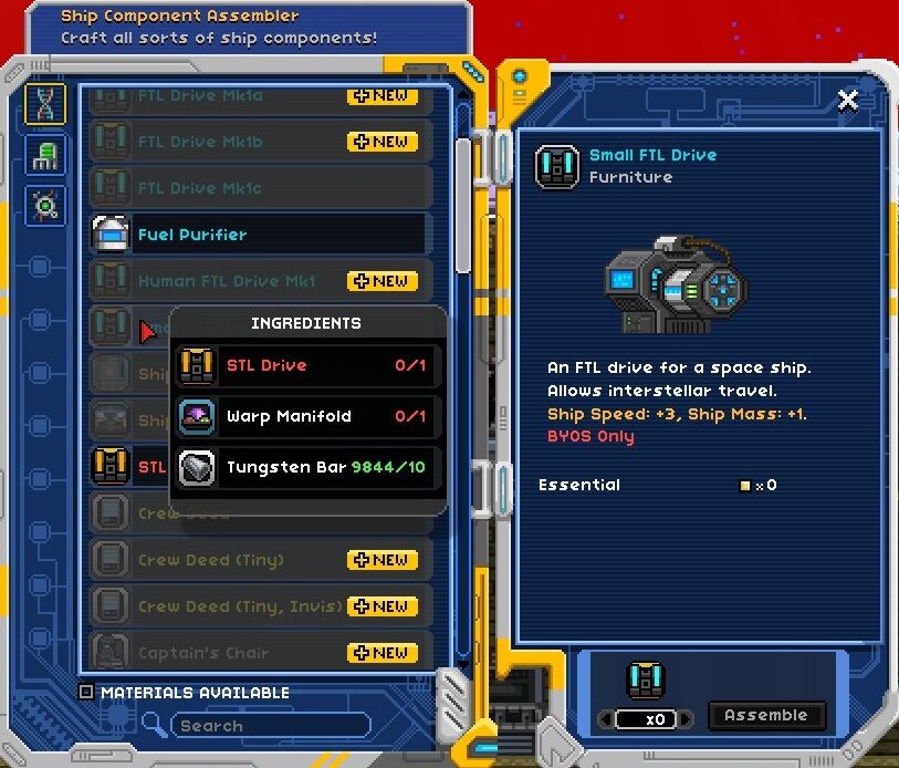 BYOS船の仕様,設備/Starbound FU (Frackin' Universe) : tukimiのblog