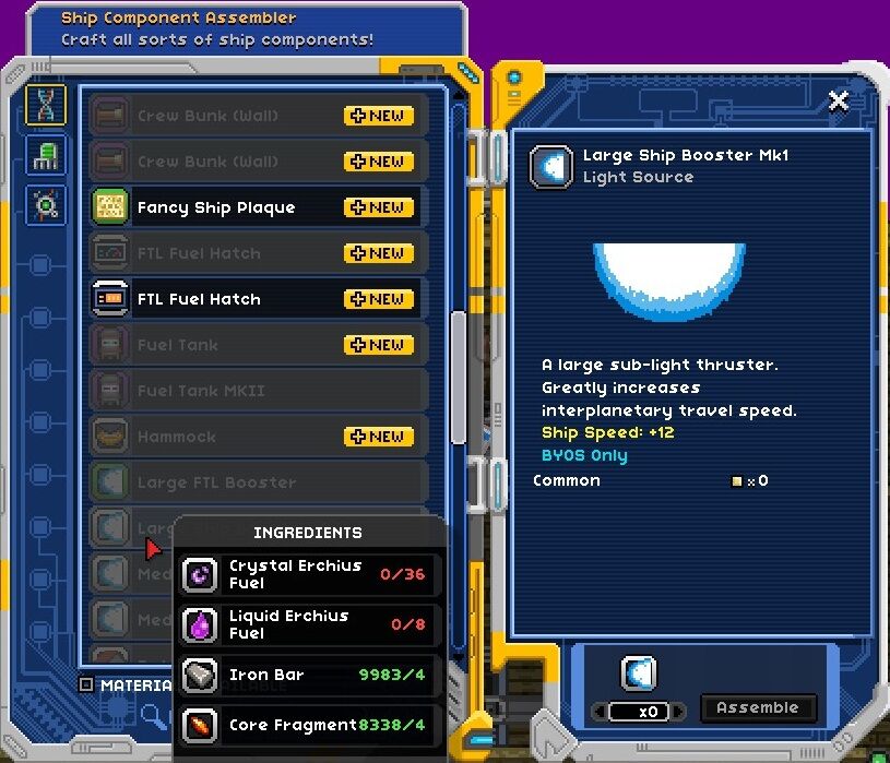 BYOS船の仕様,設備/Starbound FU (Frackin' Universe) : tukimiのblog