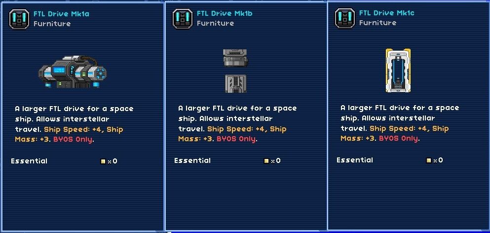 BYOS船の仕様,設備/Starbound FU (Frackin' Universe) : tukimiのblog