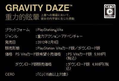 「GRAVITY DAZE」 発売日決定 & PV公開 : ~Seventh Heaven~