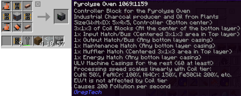 Retrogregtive ～色んなGregtechでまったり遊ぶ～:【Gregtech5】木炭製造の自動化(Pyrolyse Oven)