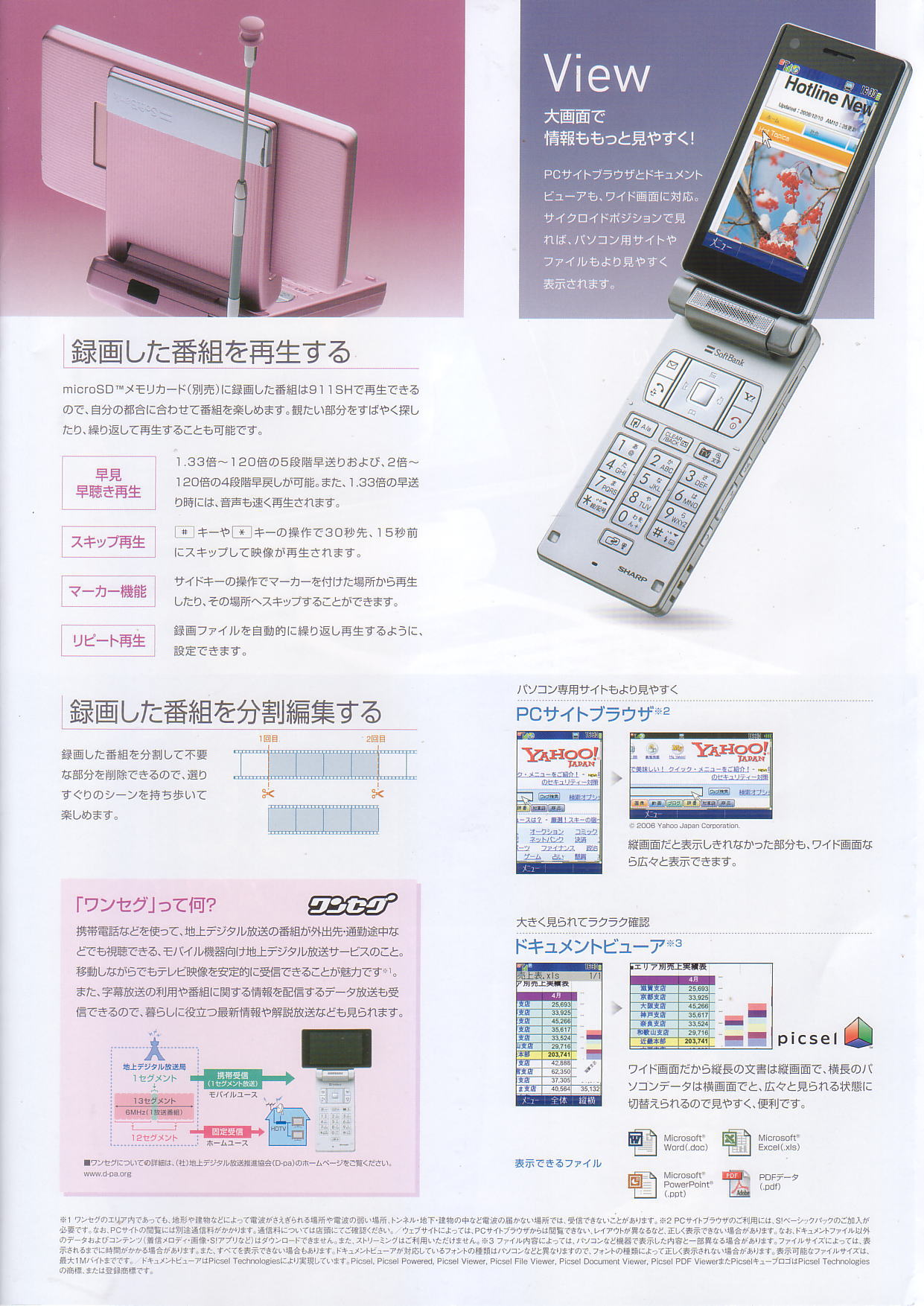 SoftBank 911SHのカタログ : MOBILEDATABANK