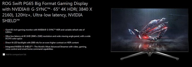4K HDR, 120Hz+,G-SYNC対応のバケモノディスプレイ「ASUS ROG Swift PG65」の製品ページが開設される ...