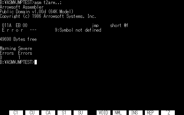 [DOS][ASM]MASMの@f,@b,@@ラベル : wnc develop 記録
