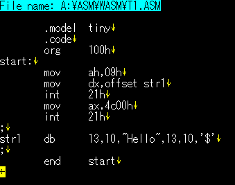 [ASM]37-WASM(OpenWatcom DOS)でアセンブル : wnc develop 記録