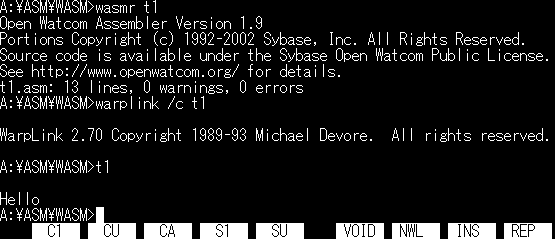 [ASM]37-WASM(OpenWatcom DOS)でアセンブル : wnc develop 記録