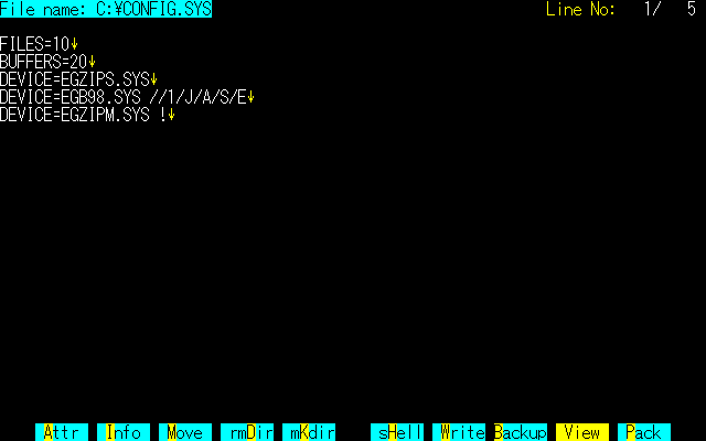 MS-DOS 2.11 (EPSON製)のEGBridge : wnc develop 記録