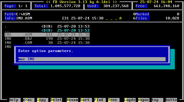 FreeDOSでFD(ファイラー) : wnc develop 記録