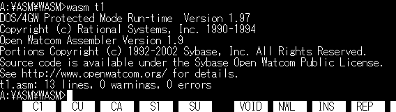 [ASM]37-WASM(OpenWatcom DOS)でアセンブル : wnc develop 記録
