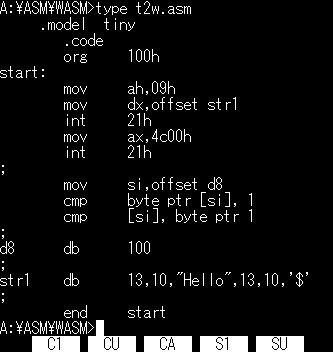 [ASM]37-WASM(OpenWatcom DOS)でアセンブル : wnc develop 記録
