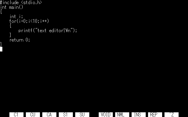 PC-9801用テキストエディタ試作の動作 : wnc develop 記録