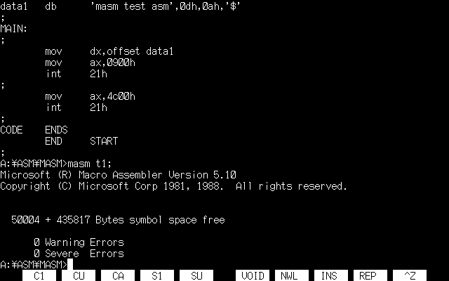 [ASM]36-MASM5.1を使ってみる : wnc develop 記録
