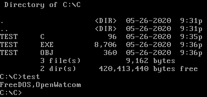 [DOS][C]VirtualBox上のFreeDOSでC言語 : wnc develop 記録