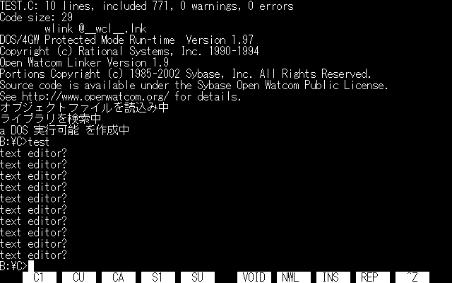 PC-9801用テキストエディタ試作の動作 : wnc develop 記録