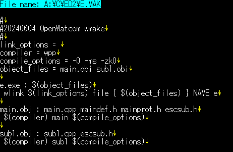[DOS][C]OpenWatcomのmakeコマンド : wnc develop 記録
