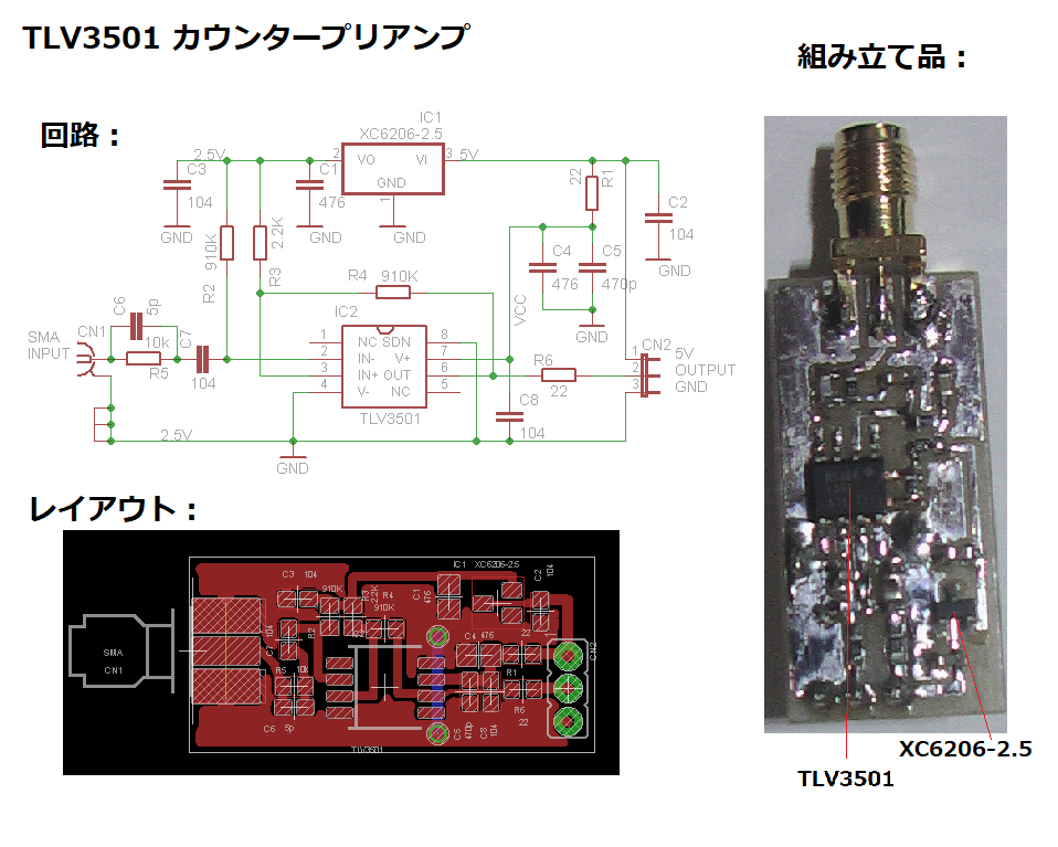TLV3501[コンパレーター]でカウンター入力アンプ : じじいの電子実験室