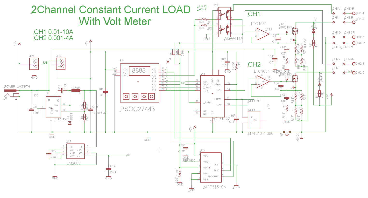 定電流負荷装置(12BIT D/A MCP4922使用) : じじいの電子実験室