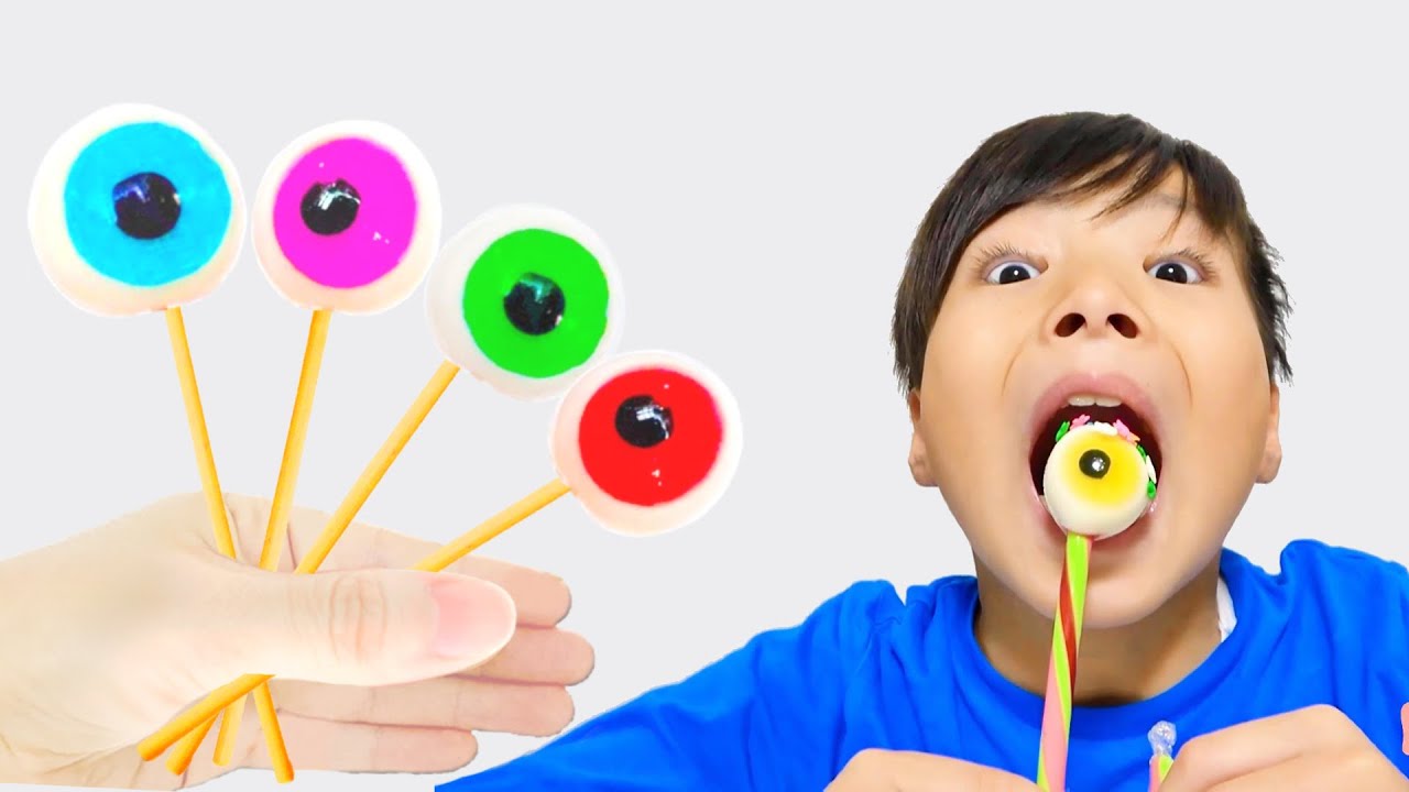 【キッズライン】손가락 가족 노래 유아를위한 교육 비디오 Learning Colors With Eyeballs Jelly ...