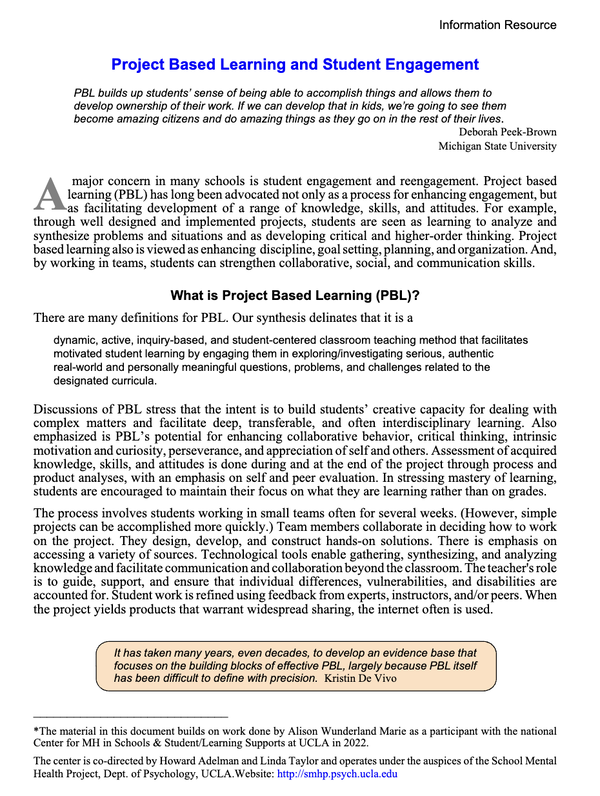 #565【レポートレビュー】Project Based Learning and Student Engagement : PBL Lab：PBLの研究と実践ログ