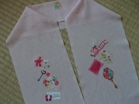 アイロンプリントで半衿リメイクとダイソー足袋 : 四十代で楽しむ普段着物